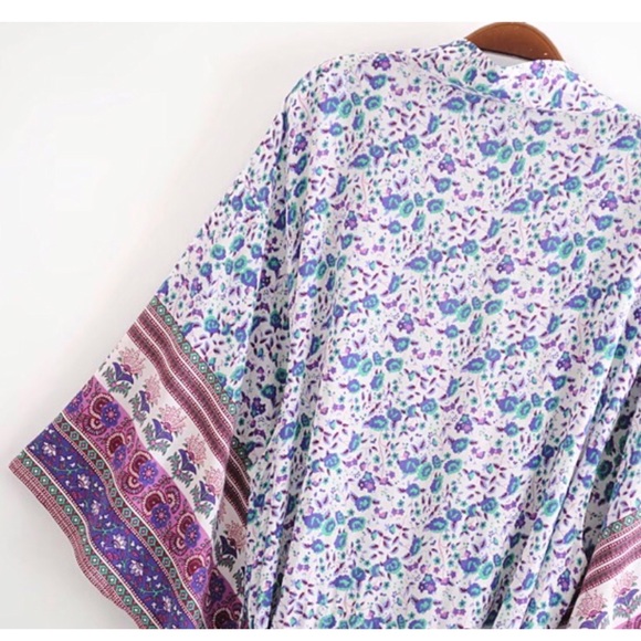 Tops | Floral Boho Kimono New Purple Pink | Poshmark